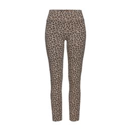Lascana Damen Leggings, Gr. 36, grau, Obermaterial: 95% Baumwolle, 5% Elasthan, animal-print, Hosen, Sweatleggings mit breitem B&uuml;ndchen im Leo-Print,