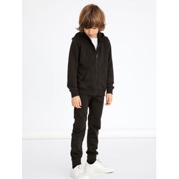 name it Jungen Kapuzensweatjacke "NKMNESWEAT &ndash; Sweatjacke mit K&auml;ngurutasche", schwarz, Gr. 98, unifarben, Sweatware, Obermaterial: 80% Baumwolle, 20%