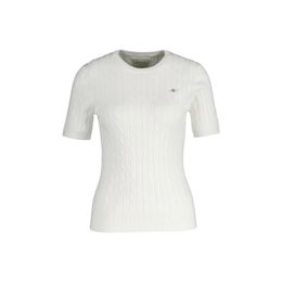 Gant Damen T-Shirt "T-Shirt STRETCH COTTON CABLE C-NECK 1er Pack", wei&szlig;, Gr. L, Obermaterial: 88% Baumwolle CO. 10% Polyamid PA. 2% Elasthan EL.,