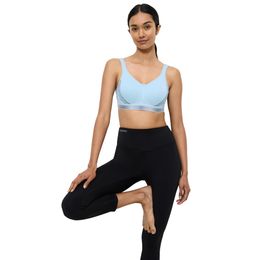Damen Sport-BH "Triaction Cardio Flow P EX", triaction by Triumph, Gr. 75, blau, Single Jersey, Obermaterial: 48% Polyester, 35% Polyamid, 17%