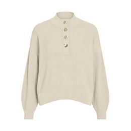 Vila Damen Stehkragenpullover "VICHING CREW NECK L/S KNIT TOP - NOOS", beige, Gr. XL, unifarben, Strick, Obermaterial: 100% Baumwolle, Pullover