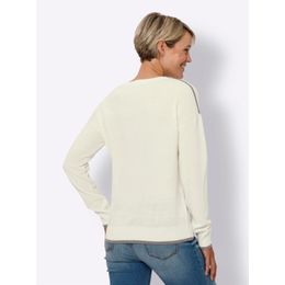 Classic Basics Damen Strickpullover "Rundhals-Pullover", beige, Gr. 44, gemustert, mehrfarbig, 100% Polyacryl, Pullover