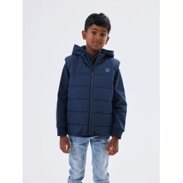 name it Jungen Kurzweste "NKMMYLANE &ndash; Weste mit hohem Kragen, einfach kombinierbar", blau, Gr. 128, unifarben, Softshell, Obermaterial: 100%