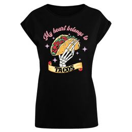 F4NT4STIC Damen T-Shirt "My Herz belongs to tacos", schwarz, Gr. M, Obermaterial: 100% Baumwolle, Shirts, Premium Qualit&auml;t