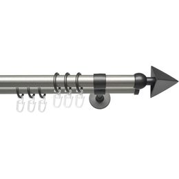 Gardinenstange Liedeco, L:120cm &Oslash;:20mm, grau, Metall, Gardinenstangen, "Lan Spear", 2-l&auml;ufig im Fixma&szlig; &Oslash; 20 mm