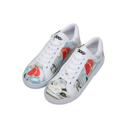 DOGO Damen Sneaker "Ace Low-Top Sneaker Hartley's Flower Damen Sneaker", Gr. 37, wei&szlig;, Lederimitat, Schuhe, Handgefertigt