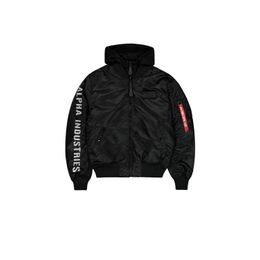 Herren Bomberjacke "MA-1 D-Tec Sleeve Embroidery", schwarz, Gr. XL, Alpha Industries, Obermaterial: 100% Nylon, Futter: 100% Nylon, Kapuze: 75%