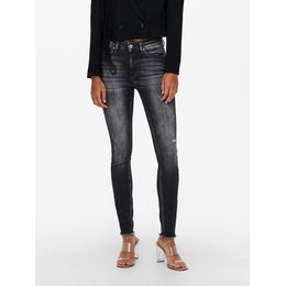 Only Damen Skinny-fit-Jeans "ONLBLUSH MID SK AK RW REA787 DNM", schwarz, Gr. M, unifarben, Denim/Jeans, Obermaterial: 92% Baumwolle, 5%