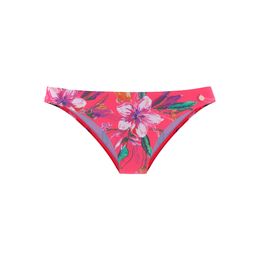 Lascana Damen Bikini-Hose "Malia", rot, Gr. 36, bedruckt, floral, Microfaser, Microfaser, Polyamid, Badehosen, in knapper Brasilien-Form mit
