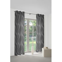 Vorhang WIRTH, B:132cm H:220cm, grau, Jacquard, Obermaterial: 75% Polyester, 25% Baumwolle, Wohnzimmer, Gardinen, "Lupara"