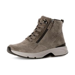 Damen Keilsneaker, Gabor Rollingsoft, Gr. 35, beige, Veloursleder, unifarben, Schuhe, Plateau, Schn&uuml;rboots, Kofmortschuh mit herausnehmbarem Fu&szlig;bett