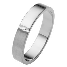 Firetti Damen Trauring "Schmuck Geschenk Gold 750 Hochzeit Ehering "LIEBE"", 56, 0,01 SI = kleine Einschl&uuml;sse mit Brillant, Wei&szlig;gold 375, 4mm, wei&szlig;,