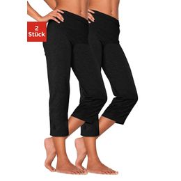 Damen Caprihose, VIVANCE ACTIVE BY LASCANA, Gr. 56, schwarz, Single Jersey, Obermaterial: 95% Baumwolle, 5% Elasthan. Obermaterial 2: 60% Baumwolle,