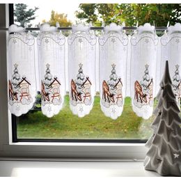 Scheibengardine, B:210cm H:50cm, bunt, Stickereien Plauen, Voile, Polyester, K&uuml;che, Gardinen, "Reh"