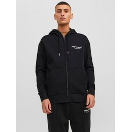 Jack & Jones JACK & JONES Herren Kapuzensweatjacke "JORVESTERBRO SWEAT ZIP HOOD NOOS", schwarz, Gr. XXL, bedruckt, angeraute Sweatware, Obermaterial: 70%