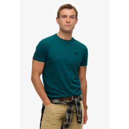 Superdry Herren Rundhalsshirt "ESSENTIAL LOGO EMB TEE", grün, Gr. M, unifarben, Single Jersey, Obermaterial: 100% Baumwolle, Shirts