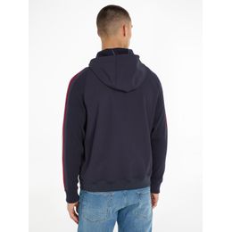 Tommy Hilfiger Herren Kapuzenpullover "MIXED MEDIA HOODED SWEATER", blau, Gr. S, unifarben mit Farbeins&auml;tzen, Sweatware, Obermaterial: 86% Polyester,