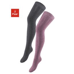 Lavana Damen Overknees, Gr. 35, rosa, Baumwolle, Elasthan, Polyamid, meliert, Socken, in Melangequalit&auml;t