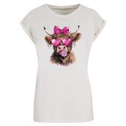 F4NT4STIC Damen T-Shirt "Highland Cow Valentinstag Sonnenbrille", wei&szlig;, Gr. XXL, Obermaterial: 100% Baumwolle, Shirts, Premium Qualit&auml;t