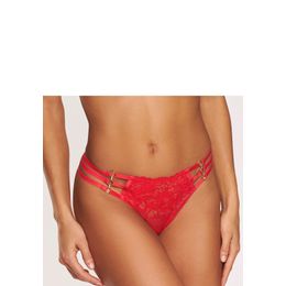 JETTE Damen String-Ouvert, Gr. 36, rot, Spitze, Obermaterial: 90% Polyamid, 10% Elasthan, Unterhosen, mit aufregender Öffnung, sexy Dessousd,