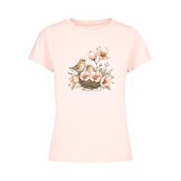 F4NT4STIC Damen T-Shirt "Vogelnest Blumen", pink, Gr. XS, Obermaterial: 100% Baumwolle, Shirts, Premium Qualit&auml;t