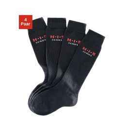 H.I.S. H.I.S M&auml;dchen Kniestr&uuml;mpfe, Gr. 19, schwarz, Baumwolle, Elasthan (LYCRA), Polyamid, unifarben, Socken, mit verst&auml;rkten Belastungszonen