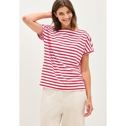 Cecil Damen T-Shirt, rot, Gr. XS, gestreift, Jersey, Obermaterial: 50% Baumwolle, 50% Modal, Shirts, mit Streifen Muster