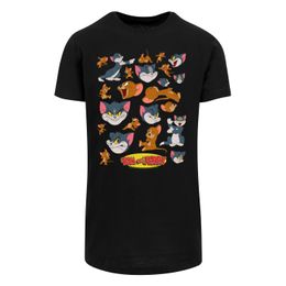 F4NT4STIC Damen T-Shirt "Long Cut T-Shirt Tom and Jerry TV Serie Many Faces", schwarz, Gr. XL, Obermaterial: 100% Baumwolle, Shirts, Herren,Premium
