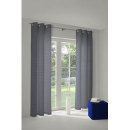 Vorhang Adam, B:145cm H:225cm, blau, Jacquard, Baumwolle (Bio-Baumwolle), Wohnzimmer, Gardinen, "Graphic Ventus", aus 100% Bio-Baumwolle