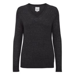 oxmo Damen Strickfleece-Pullover "Strickpullover OXIlva", grau, Gr. XL, Obermaterial: 74% Polyacryl PAN. 23% Nylon NY. 3% Elasthan EL., Pullover