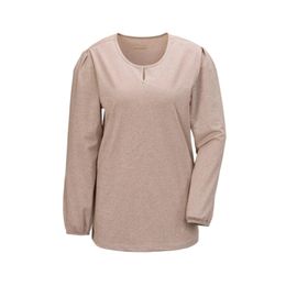 GOLDNER Damen Longpullover "Kurzgr&ouml;&szlig;e Kurzgr&ouml;&szlig;e - Glanzshirt"walnuss, Gr. 22, Obermaterial: 75% Viskose CV. 20% metallisierte Fasern MTF. 5% Elasthan