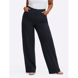 sheego Damen Jerseyhose, blau, Gr. 54, unifarben, 70% Viskose, 25% Polyamid, 5% Elasthan, Hosen