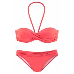Lascana Damen B&uuml;gel-Bandeau-Bikini, rot, Gr. 34, gl&auml;nzend, unifarben, Polyamid, Bikini-Sets, mit verschiedenen Tr&auml;gervarianten