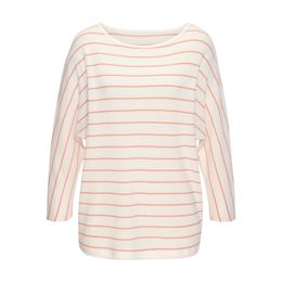 Vivance Damen 3/4-Arm-Shirt "mit modischer Streifenstruktur", wei&szlig;, Gr. 48, gestreift, Strick, Obermaterial: 42% Baumwolle, 42% Viskose, 12%
