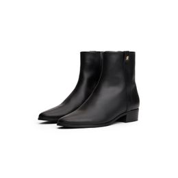 Tommy Hilfiger Damen Stiefelette "TH LEATHER POINTY ZIP BOOTIE", Gr. 37, schwarz, Leder, Schuhe, Blcokabsatz, Businessschuh, Westernstiefelette in