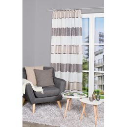 Vorhang Home Wohnideen, B:140cm H:225cm, grau, Polyester, Wohnzimmer, Gardinen, "WALTER", Kr&auml;uselbandschal WALTER Querstreifen