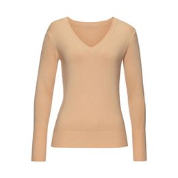 Vivance Damen V-Ausschnitt-Pullover, orange, Gr. 36, unifarben, Feinstrick, Obermaterial: 83% Viskose, 15% Polyamid, 2% Elasthan, Pullover, in
