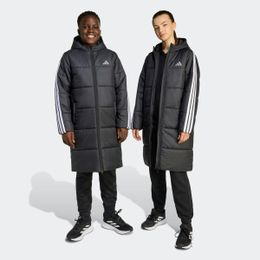 Jungen Winterjacke "J LONG COAT", schwarz-weiß, Gr. 152, adidas Sportswear, Obermaterial: 100% Polyester, Jacken