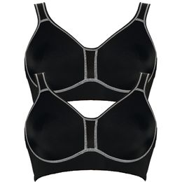 Viania Damen Sport-BH "2er Pack Sport BH Performance", Gr. 75, schwarz, Obermaterial: 47% Polyamid PA. 41% Polyester PES. 12% Elasthan EL., BHs