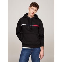 Tommy Hilfiger Herren Kapuzensweatshirt "HILFIGER CHEST INSERT HOODY mit Kapuze und Logoschriftzug", schwarz, Gr. L, unifarben, Sweatware,