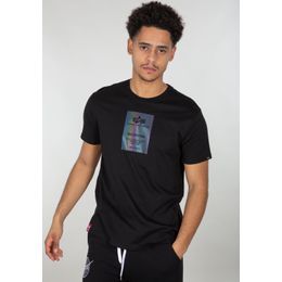 Herren T-Shirt "Rainbow Reflective Label T-Shirt", schwarz, Gr. XXL, Alpha Industries, Obermaterial: 100% Baumwolle, Shirts