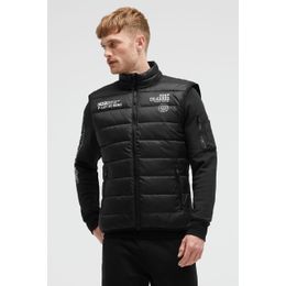 CAMP DAVID Herren Steppweste, schwarz, Gr. L, bedruckt, Steppware, Material Vorderteil: 100% Polyester, Material R&uuml;ckenteil: 97% Polyester, 3%