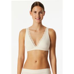 Schiesser Damen B&uuml;gelloser BH "Unique Cotton", Gr. 70, wei&szlig;, Obermaterial: 90% Baumwolle, 10% Elasthan, BHs, Spitzenband am Dekollet&eacute;,