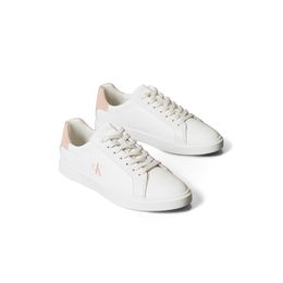 Calvin Klein Damen Sneaker "LOW PRO CUPS LTH MG", Gr. 42, wei&szlig;, Leder, unifarben mit Farbeinsatz, Schuhe, Schn&uuml;rschuh, Halbschuh, Freizeitschuh mit