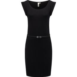 Ragwear Damen Sommerkleid "Tagg", schwarz, Gr. XL, Material: 95% Viskose, 5% Elasthan, Kleider, Damen Kurzarm-Kleid mit Tailleng&uuml;rtel und Taschen