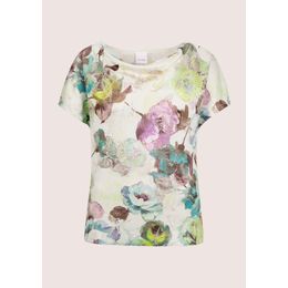 Madeleine Mode MADELEINE Damen Longpullover "Pullover Pullover mit Unikat-Druck"wollwei&szlig;, hellt&uuml;rkis, multicolor, Gr. 36, Obermaterial: 71% Polyester PES. 29%