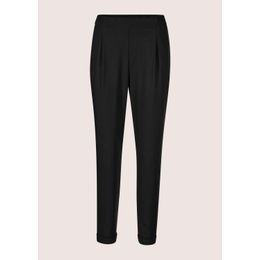 Madeleine Mode MADELEINE Damen Schlupfhose "Chinohose Elastische Bundfaltenhose, 7/8-L&auml;nge", schwarz, Gr. 36, Obermaterial: 64% Polyester PES. 32% Viskose CV. 4%