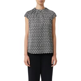 comma, COMMA Damen Satinbluse, schwarz, Gr. 40, bedruckt, Satin, Obermaterial: 95% Polyester, 5% Elasthan, Blusen, mit All-Over Print