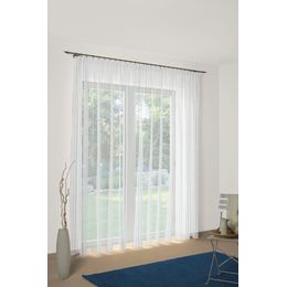 Gardine WIRTH, B:600cm H:245cm, blau, Polyester, Wohnzimmer, Gardinen, "7227", Store - Faltenband 1:3