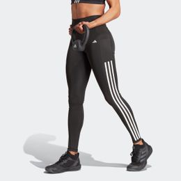 Damen Trainingstights "OPT 3S 1/1 L", schwarz, Gr. XS, adidas Performance, Obermaterial: 77% Polyester, 23% Elasthan, Hosen